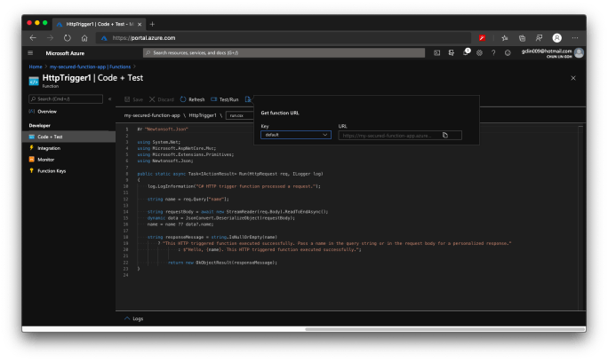 Authenticate an Azure Function with Azure Active Directory – cuteprogramming